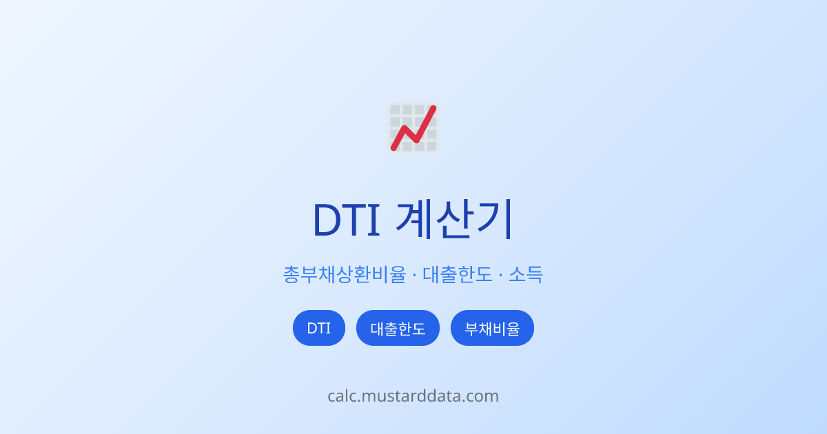 DTI 계산기 — 무료 온라인 총부채상환비율 계산 (2026) — 금융계산기